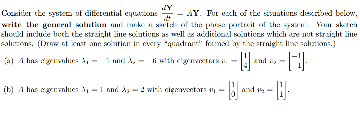 Solved dY Consider the system of differential equations = | Chegg.com