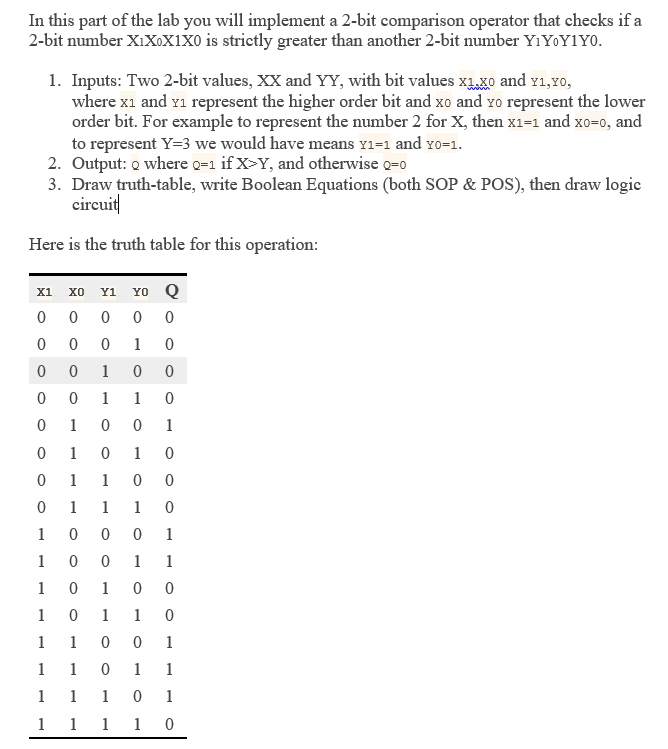 Solved In this part of the lab you will implement a 2-bit | Chegg.com