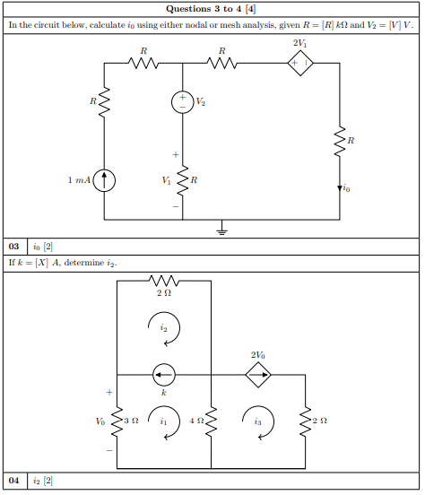 Solved the circuit below, calculate in using either nodal or | Chegg.com