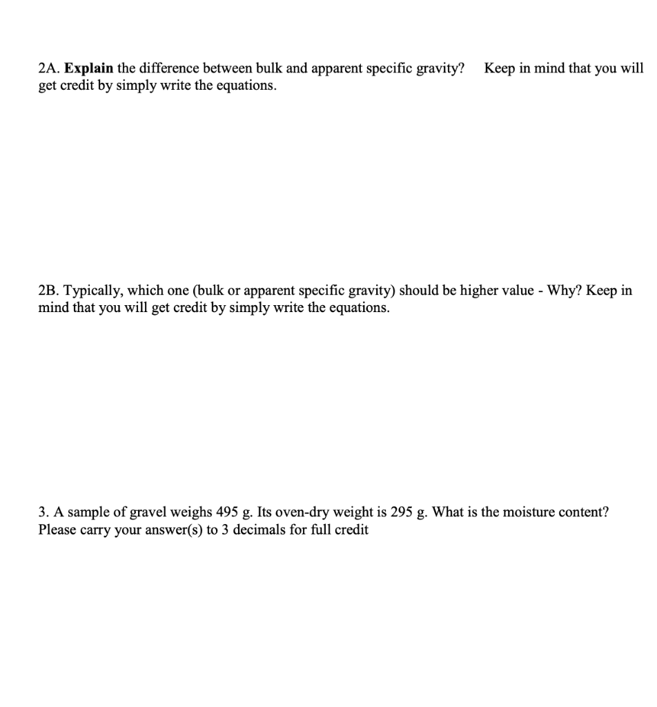 Solved 2A. Explain the difference between bulk and apparent | Chegg.com