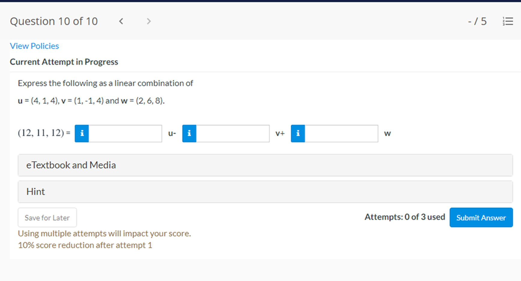 Solved Question 10 of 10 - 75 MII View Policies Current | Chegg.com