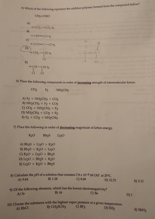 Solved 5) Which of the following represent the addition | Chegg.com