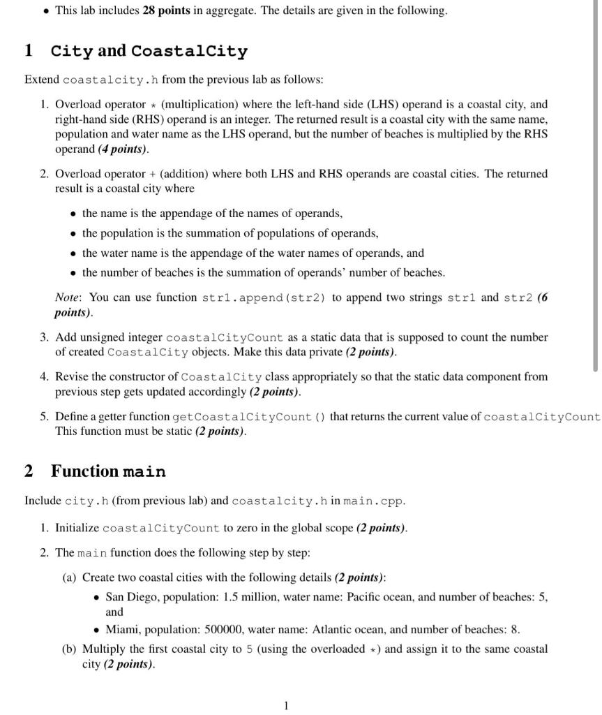 Solved can you please do this in c++ coastalcity.h #ifndef | Chegg.com