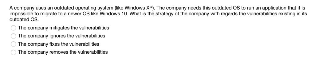 Solved A company uses an outdated operating system (like | Chegg.com