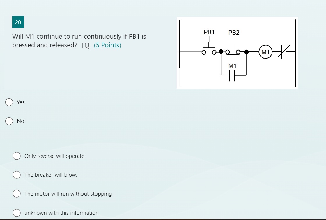 Solved Will M1 ﻿continue to run continuously if PB1 | Chegg.com