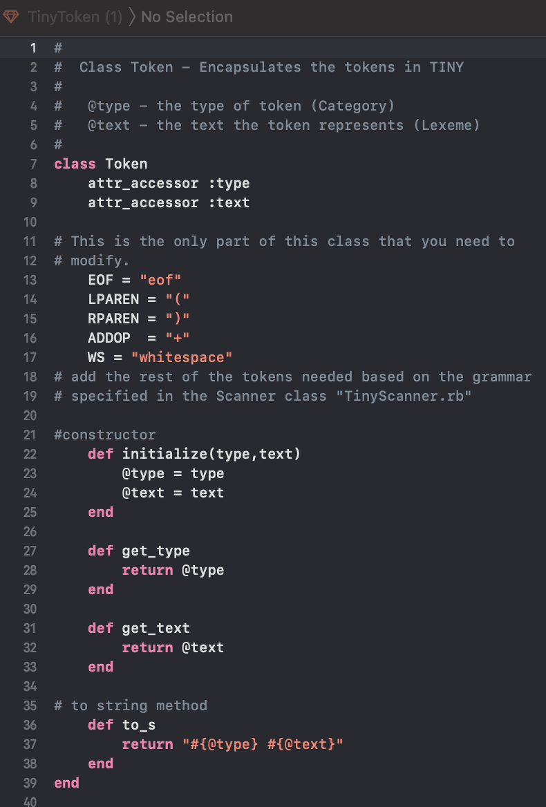 Building a Lexical Analyser with Ruby The grammar | Chegg.com
