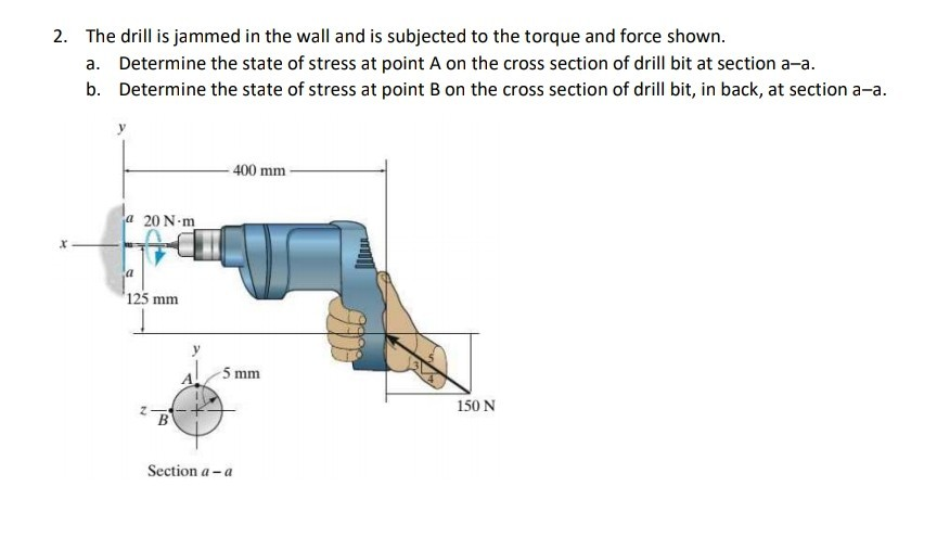 Solved The drill is jammed in the wall and is subjected to | Chegg.com