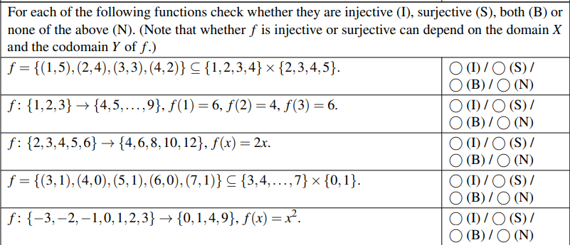 Solved For each of the following functions check whether | Chegg.com