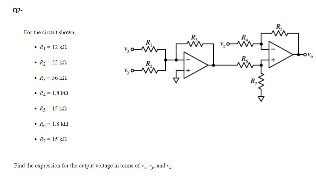 Solved For the circuit shown, - R1=12kΩ - R2=22kΩ - R3=56kΩ | Chegg.com
