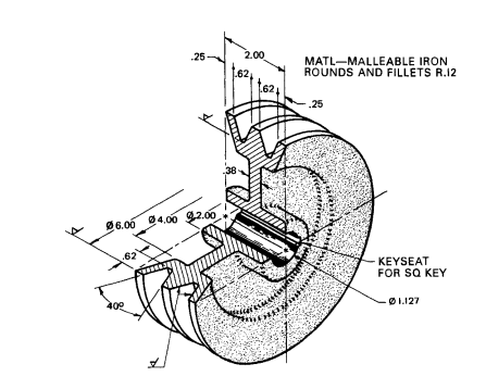 Solved and make a two-view working drawing of the part show- | Chegg.com