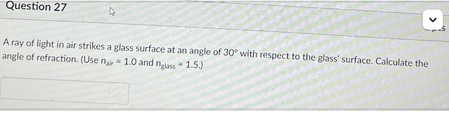 Solved A ray of light in air strikes a glass surface at an | Chegg.com