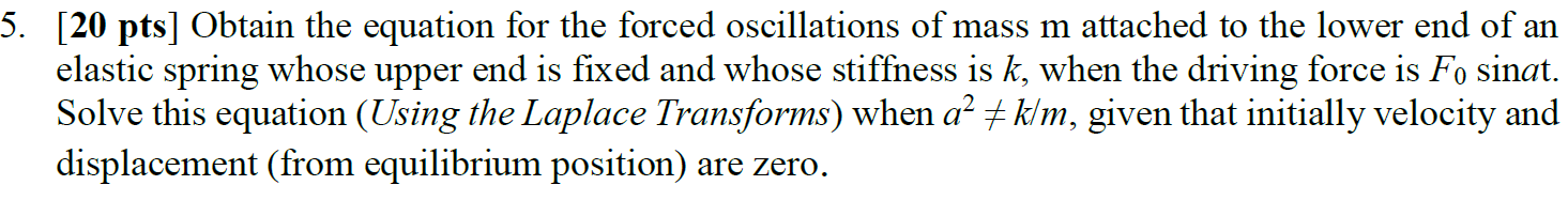 Solved [20 pts] Obtain the equation for the forced | Chegg.com