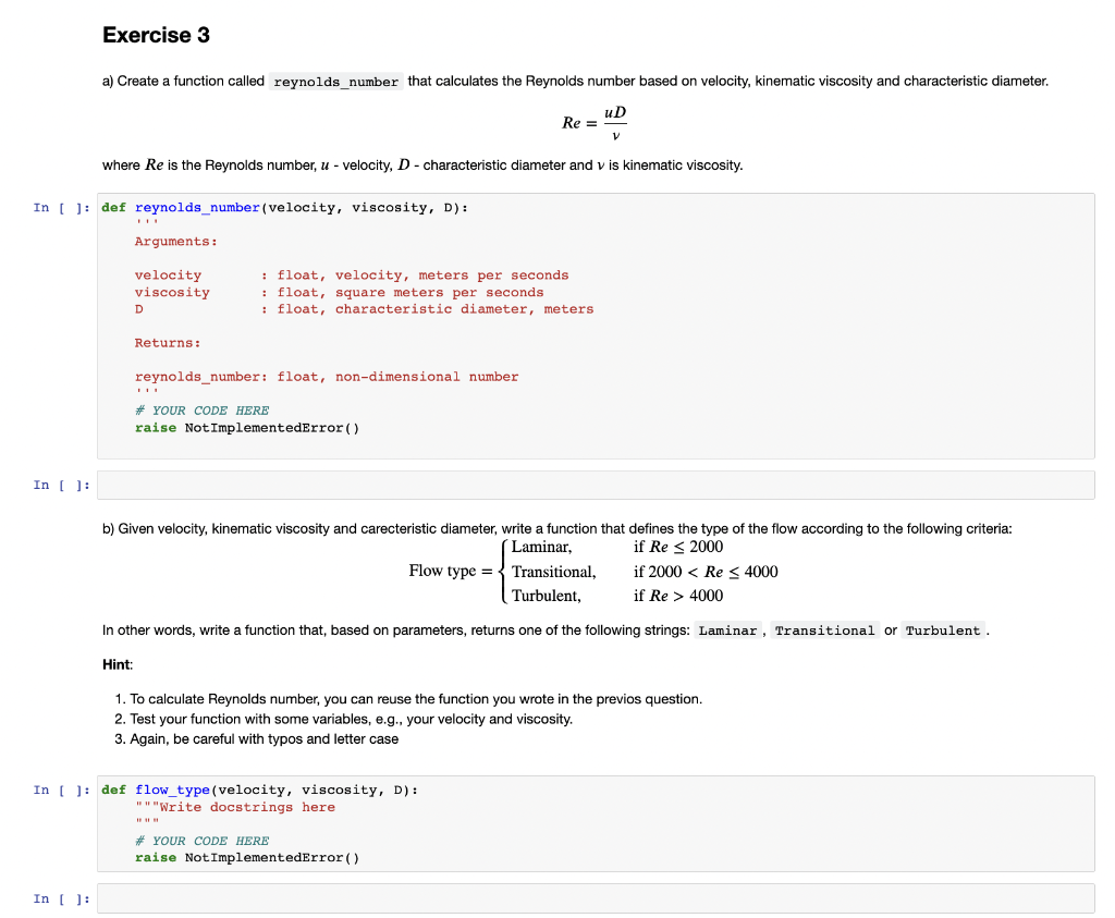 Solved Re=vuD where Re is the Reynolds number, u - velocity, | Chegg.com