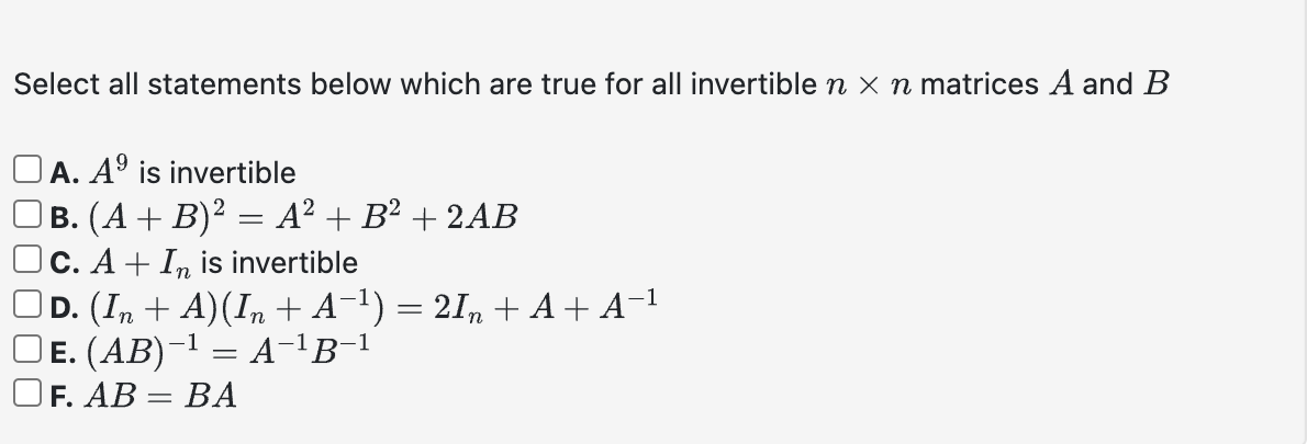 Solved Select all statements below which are true for all | Chegg.com