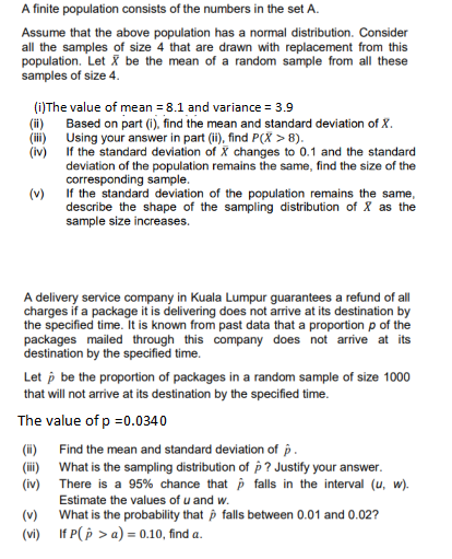 Solved A finite population consists of the numbers in the | Chegg.com