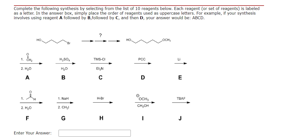 Solved Complete the following synthesis by selecting from | Chegg.com