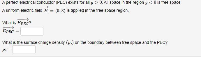 Solved A perfect electrical conductor (PEC) exists for all y | Chegg.com