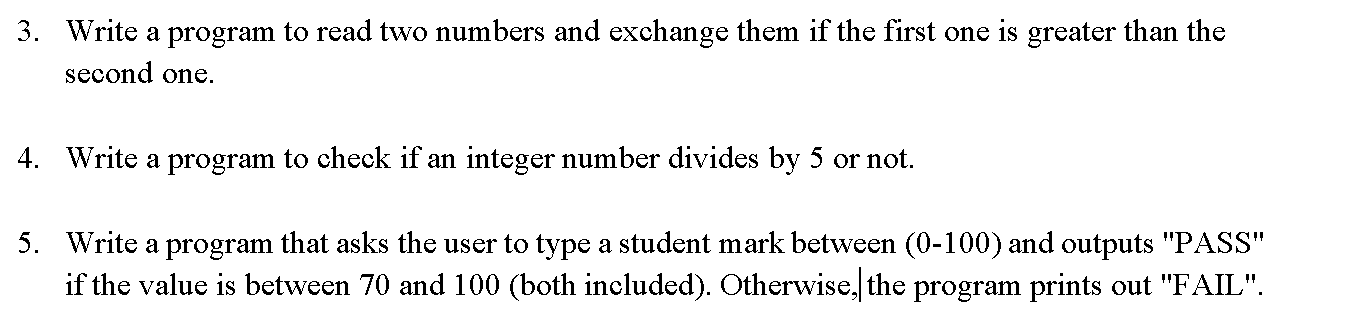 Solved 3. Write a program to read two numbers and exchange | Chegg.com