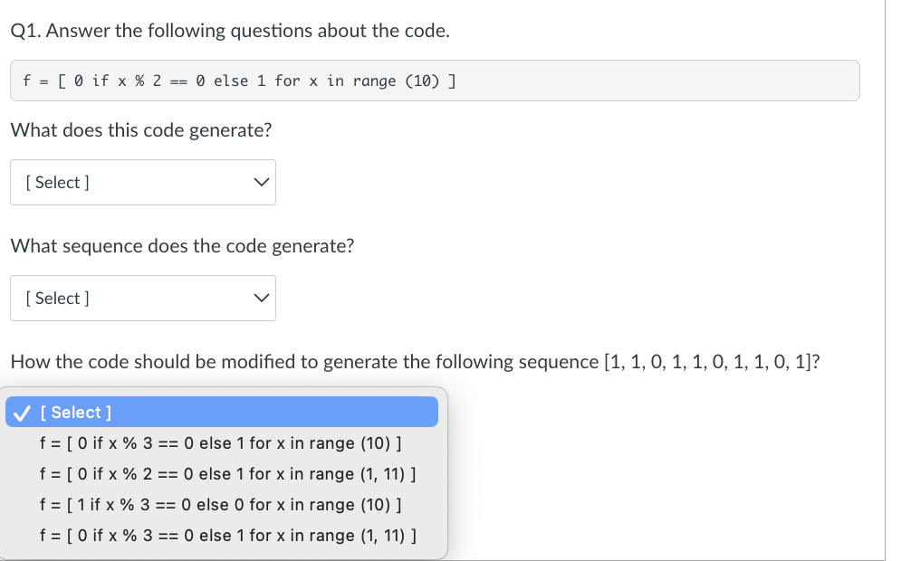 Solved Q1. Answer the following questions about the code. | Chegg.com