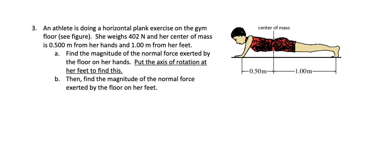 Solved 3. An athlete is doing a horizontal plank exercise on | Chegg.com