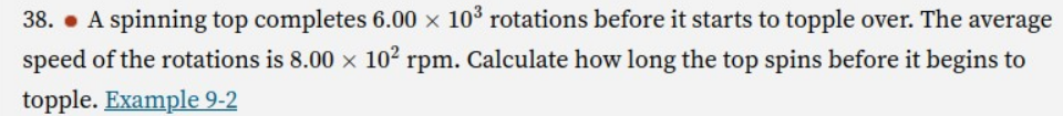 Solved 38. A spinning top completes 6.00×103 rotations | Chegg.com