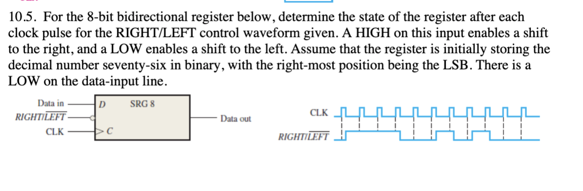 Solved 10.5. For the 8-bit bidirectional register below, | Chegg.com