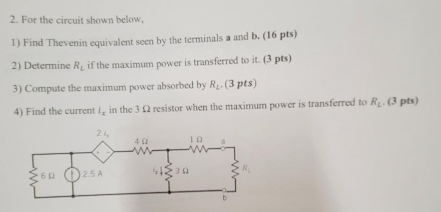 Solved For the circuit shown below,Find Thevenin equivalent | Chegg.com