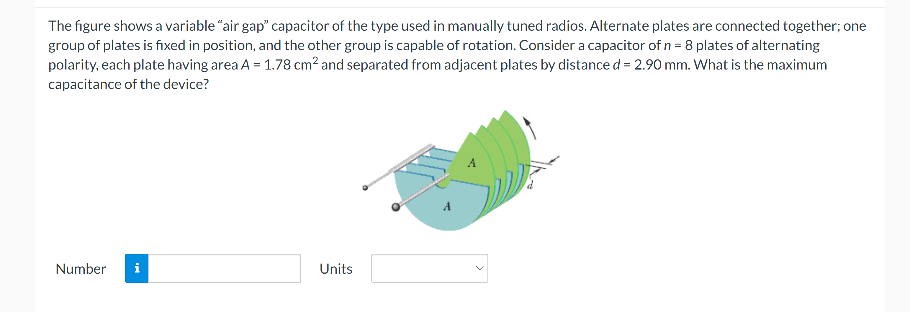 Solved The figure shows a variable "air gap" capacitor of | Chegg.com