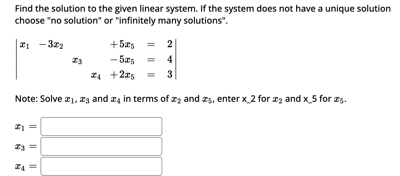 Solved Find the solution to the given linear system. If the | Chegg.com