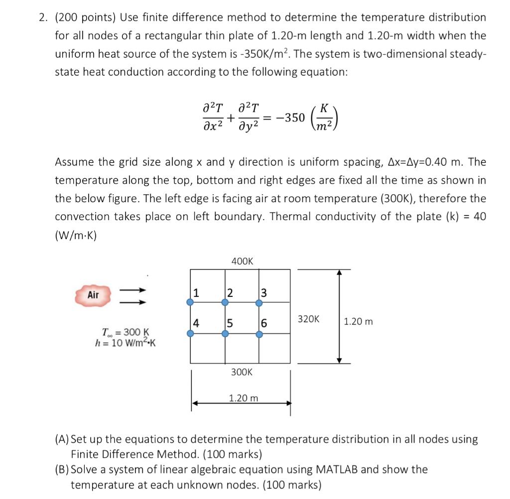 Solved 2. (200 points) Use finite difference method to | Chegg.com