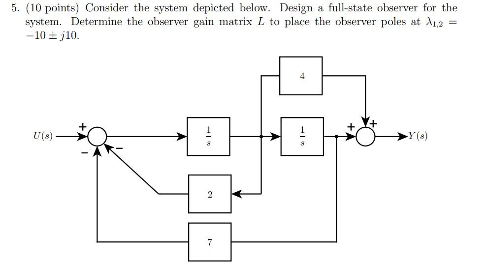 Solved 5. (10 points) Consider the system depicted below. | Chegg.com