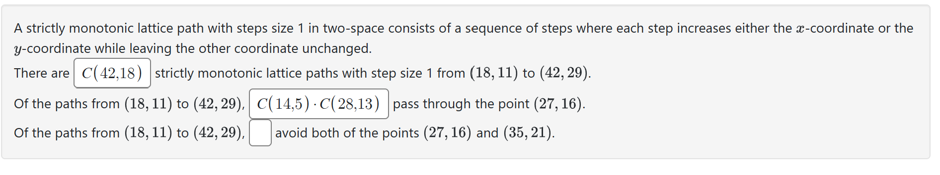 Solved A strictly monotonic lattice path with steps size 1 | Chegg.com
