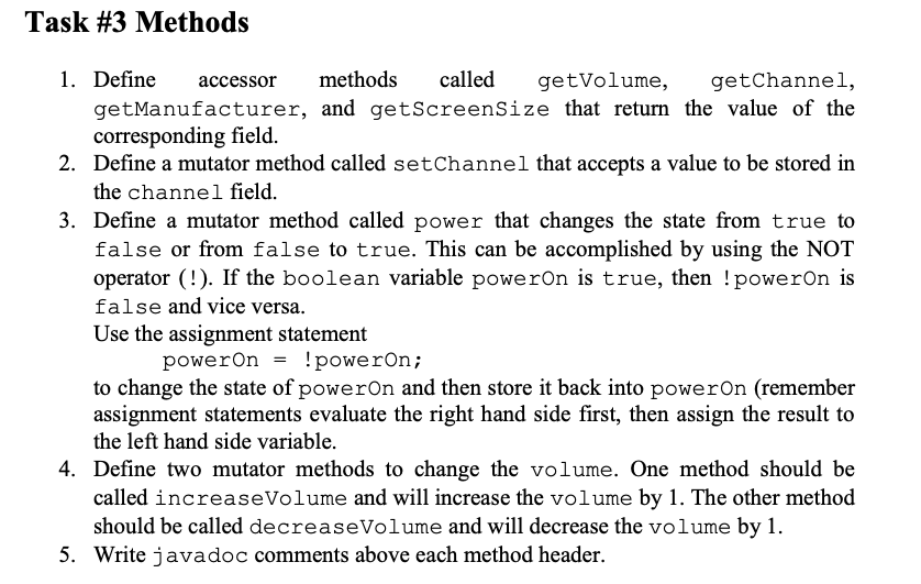 Solved 1. Define accessor methods called getVolume, | Chegg.com