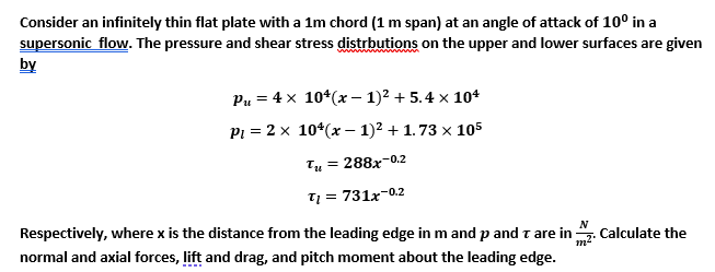 Solved Consider an infinitely thin flat plate with a 1m | Chegg.com