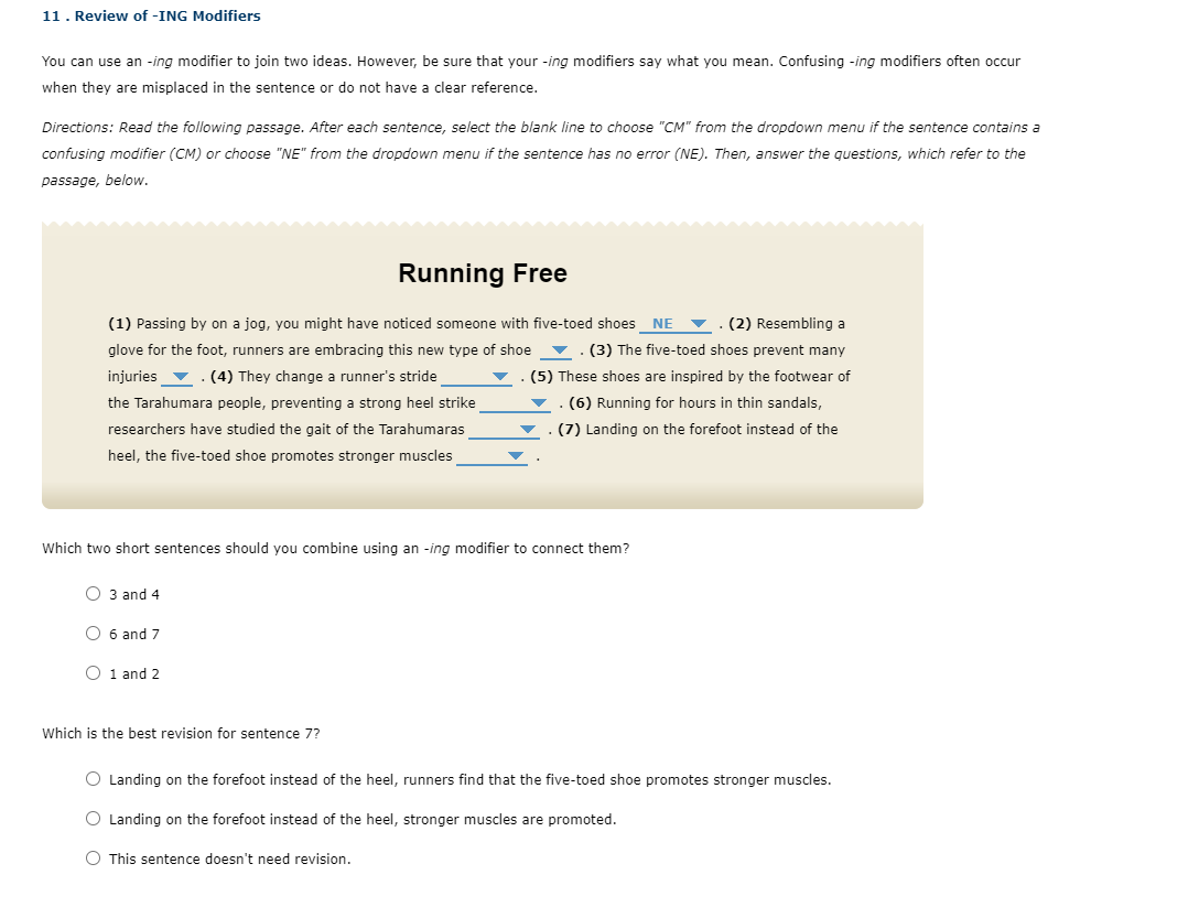 Solved 11. Review of -ING Modifiers You can use an -ing | Chegg.com
