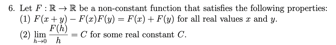 Solved 6. Let F:R → R be a non-constant function that | Chegg.com