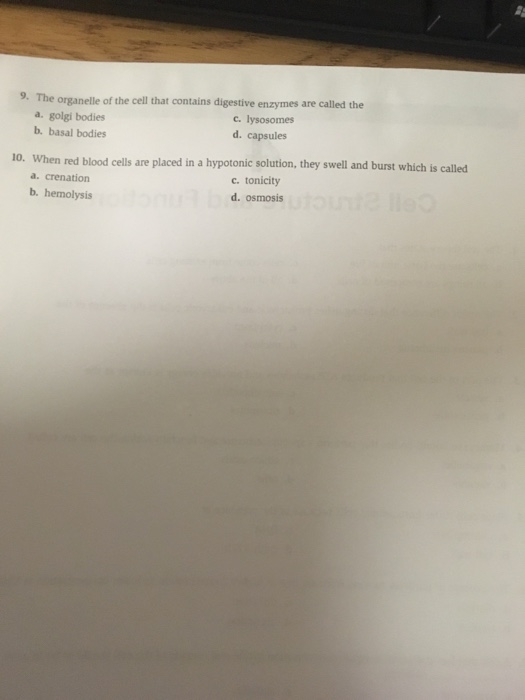 Solved LABORATOR Y 4 Cell Structure and Function 1. The cell | Chegg.com