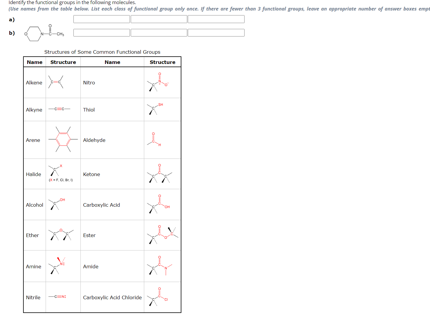 Solved entify the functional groups in the following | Chegg.com