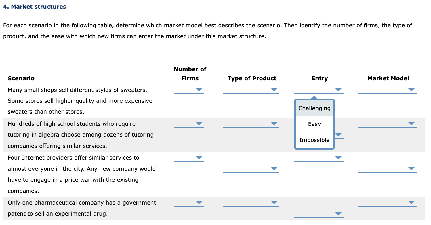 Solved For each scenario in the following table, determine | Chegg.com