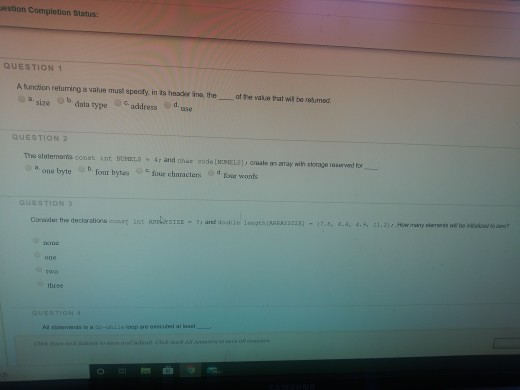 Solved Jestion Completion Status: QUESTION 1 A function | Chegg.com