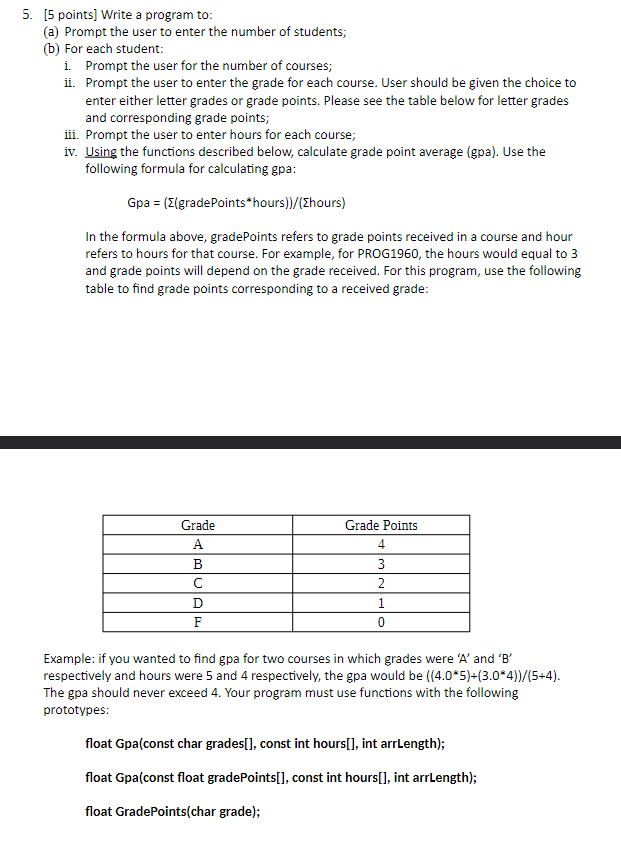 Solved 5. [5 points] Write a program to: (a) Prompt the user | Chegg.com