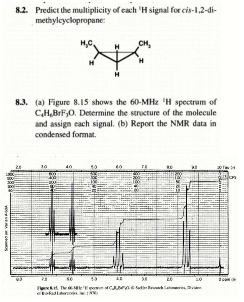Solved 8.2. Predict the multiplicity of each 'H signal for | Chegg.com