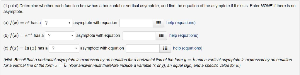Solved (1 point) Determine whether each function below has a | Chegg.com