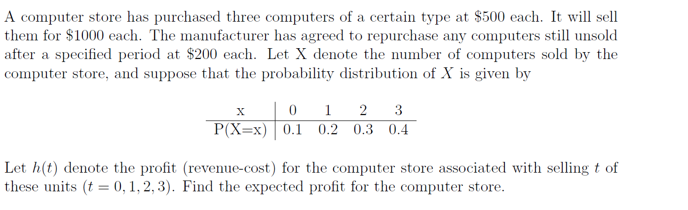 Solved A computer store has purchased three computers of a | Chegg.com