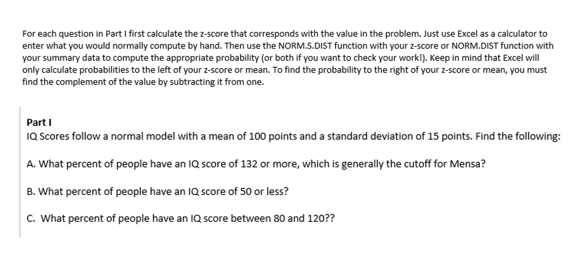 Solved For each question in Part I first calculate the | Chegg.com