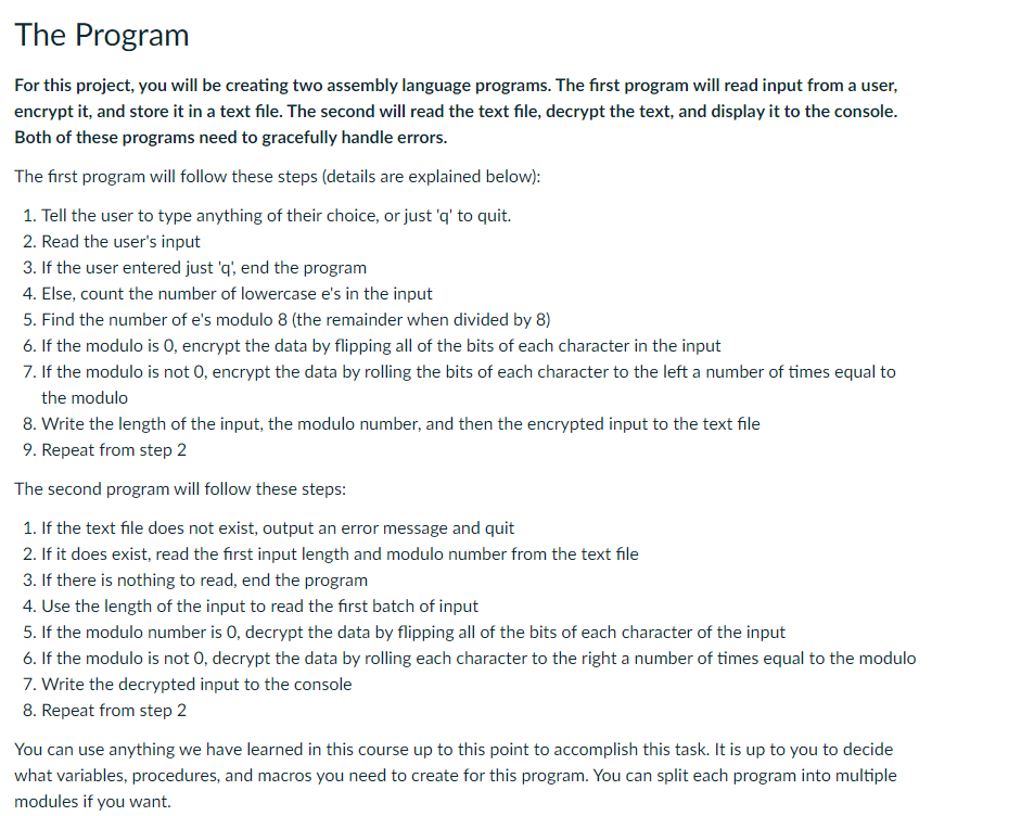 Solved Ine Program For this project, you will be creating | Chegg.com