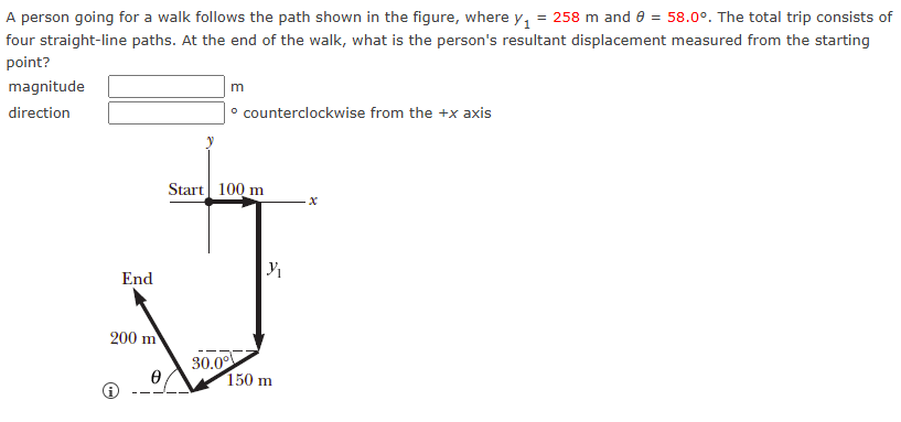 Solved A person going for a walk follows the path shown in | Chegg.com