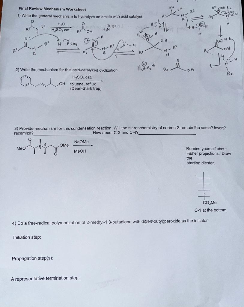 Solved Final Review Mechanism Worksheet 1) Write the general | Chegg.com
