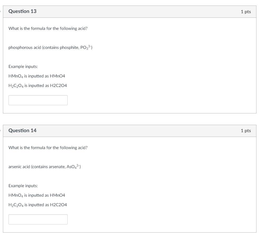Solved Question 13 1 pts What is the formula for the | Chegg.com