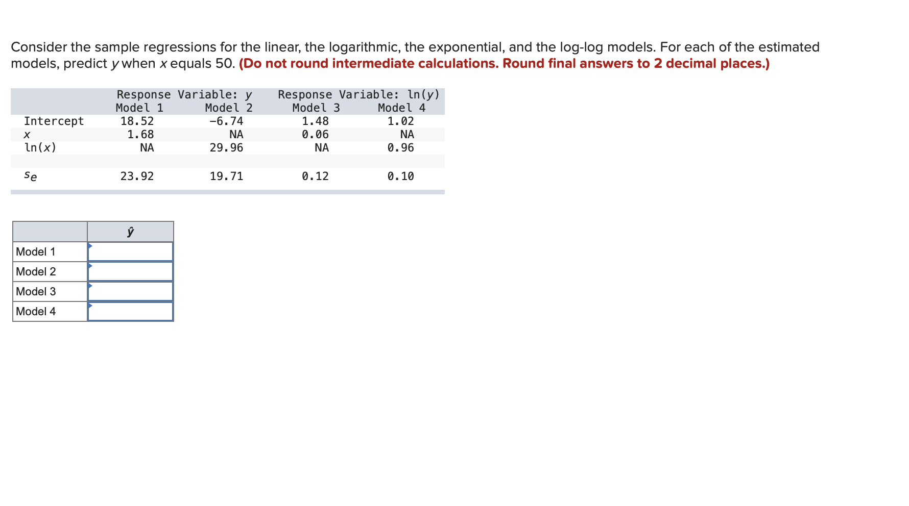 Solved Consider the sample regressions for the linear, the | Chegg.com